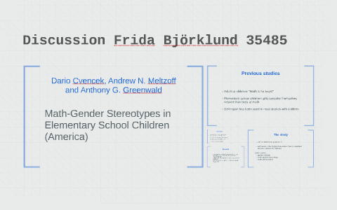 Math-Gender Stereotypes in Elementary School Children by Frida ...
