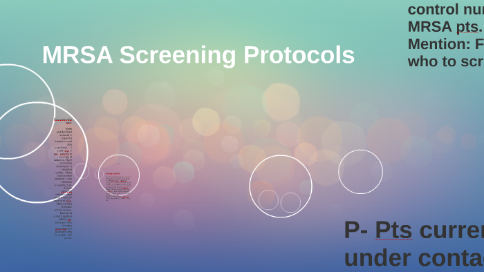 MRSA Screening Protocols by Carissa Grossman