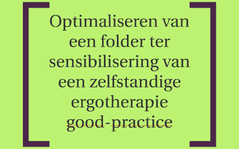 Optimaliseren van een folder ter sensibilisering van een zel by ...