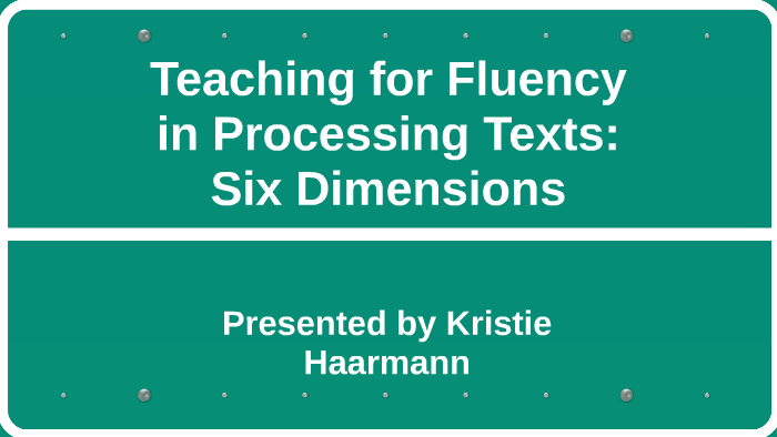 Teaching for Fluency in Processing Texts by ALC Casson