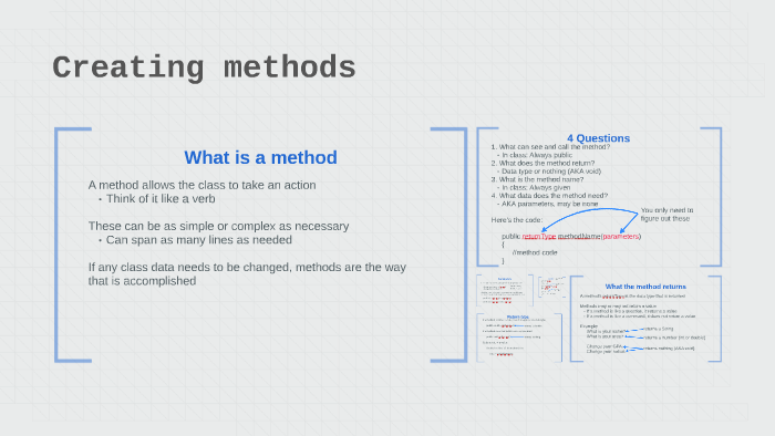 Creating methods by Mark Coleman on Prezi