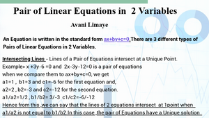 Pair of Linear Equations in 2 Variables by Avani Limaye on Prezi Design