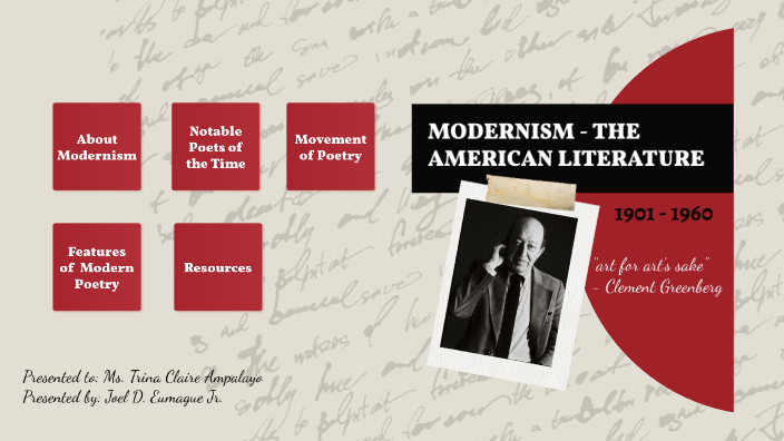 Modernism - The American Literature by CrazyMix Joe ᜊᜆ on Prezi