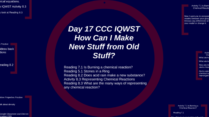 Day 17 CCC IQWST How Can I Make New Stuff from Old Stuff? I Can #8 ...