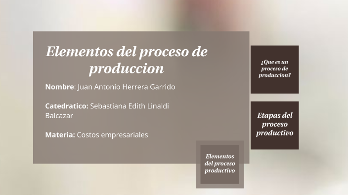 Elementos del proceso de producción by Juan Antonio Herrera Garrido on ...