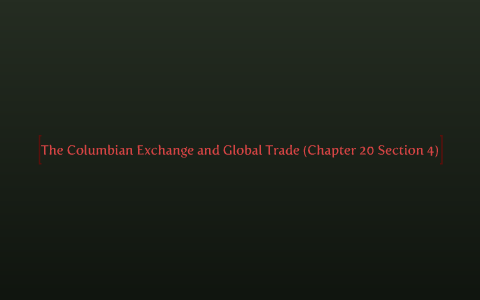The Columbian Exchange and Global Trade (Chapter 20 Section 4) by Steve ...