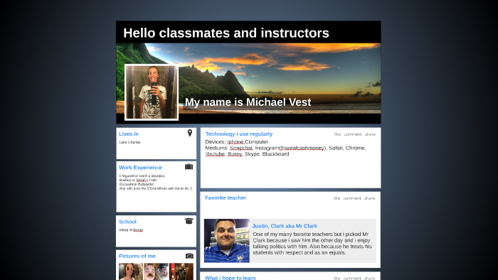 Hello classmates and instructors by Michael Vest on Prezi