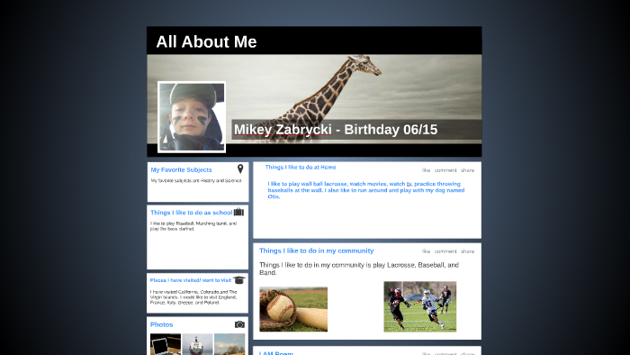 All About Me by Mikey Zabrycki on Prezi