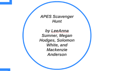 APES Scavenger Hunt by LeeAna Sumner, Meghan Hodges, Solomon White ...