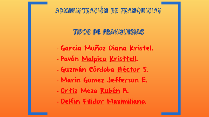 TIPOS DE FRANQUICIAS SEGUN EL SECTOR DE ACTIVIDAD. by Hector Guzman on Prezi