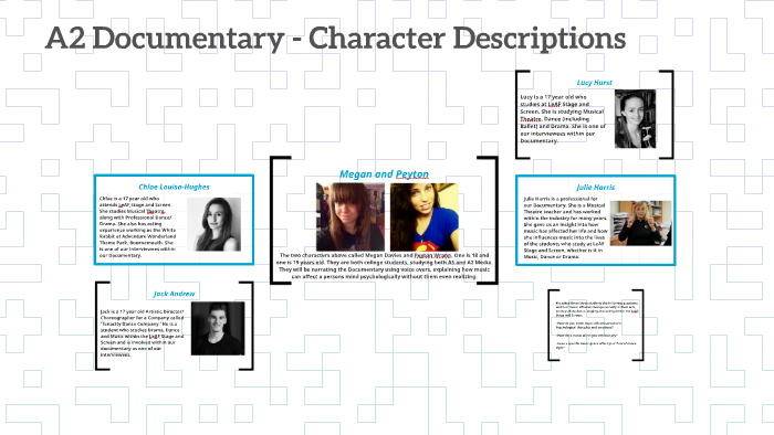 A2 Documentary - Character Descriptions by Megan Davies on Prezi