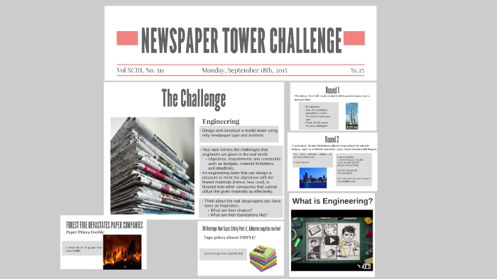 NEWSPAPER TOWER CHALLENGE by Katie Herrboldt on Prezi