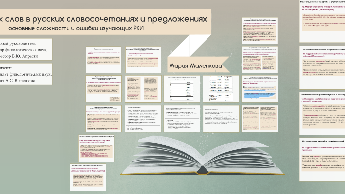 Порядок слов в русских словосочетаниях и предложениях by Maria ...