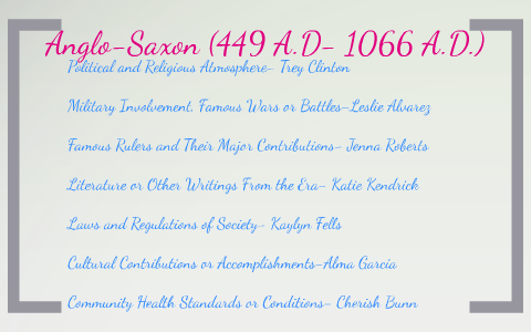 Anglo-Saxon & Old English (449 A.D. -1066 A.D. by Kaylyn Fells on Prezi