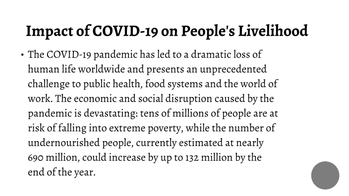 Impact of COVID-19 on people's Livelihood by Mae Rose Piana on Prezi