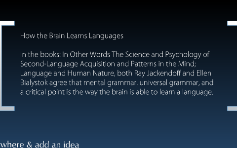 How the Brain learns Language by sydney westrick