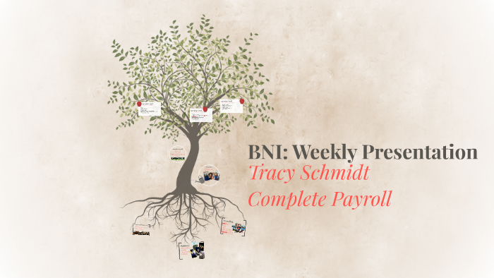 BNI: Weekly Presentation by Tracy Schmidt on Prezi