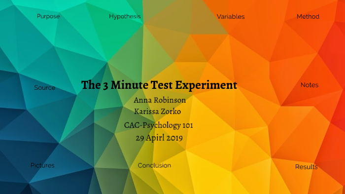 The 3 Minute Test Experiment by Karissa Zorko on Prezi