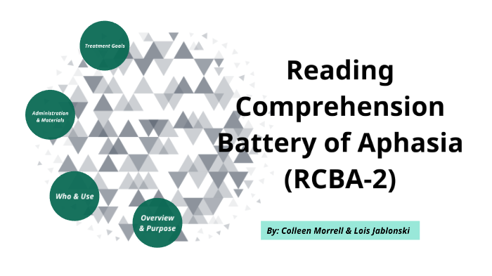 Reading Comprehension Battery of Aphasia (RCBA-2) by Lois Jablonski on ...