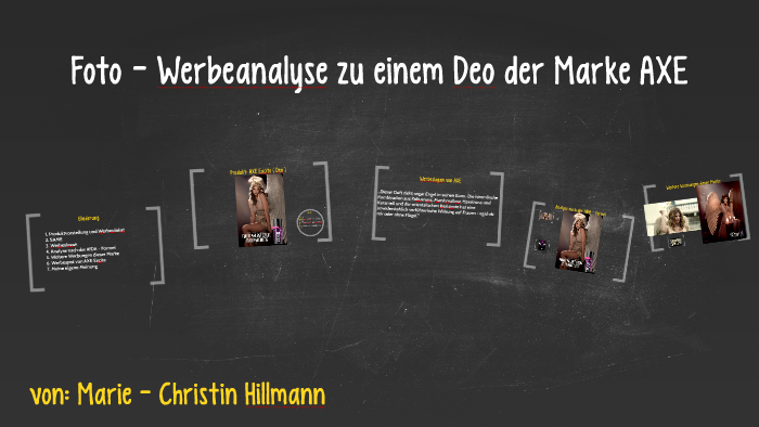 Foto - Werbeanalyse zu einem Deo der Marke AXE by Marie Hillmann on Prezi