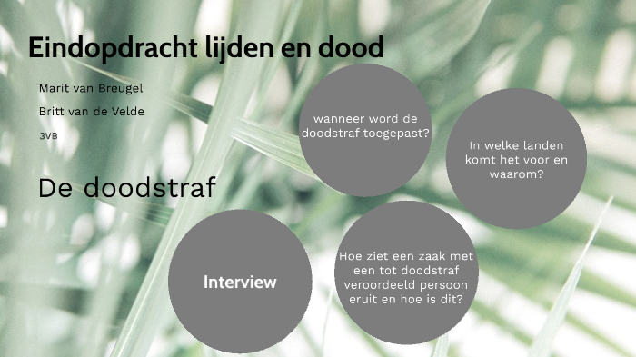 Eindopdracht lijden en dood by Marit van Breugel on Prezi