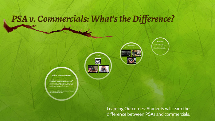 PSA v. Commercials: What's the Difference? by Imani Cheers on Prezi