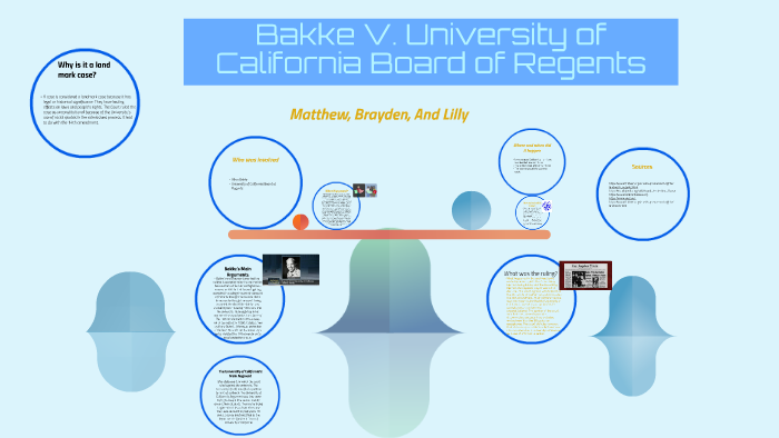 Bakke V University of California board of regents by Matthew Klinge on ...