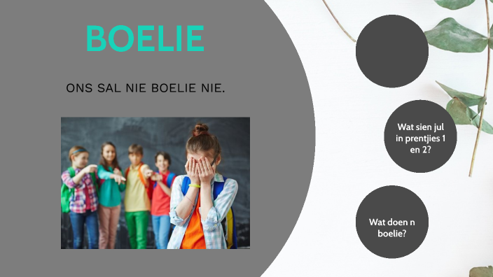 Wat is n ander woord vir "boelie"? by Cherize Olivier on Prezi