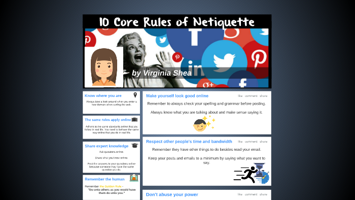 10 Core Rules of Netiquette by Shayna Tan on Prezi