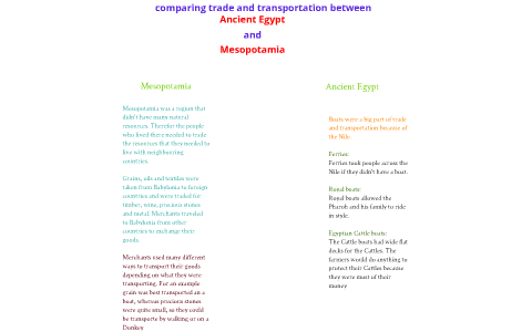 comparing trade and transportation between Ancient Egypt and ...