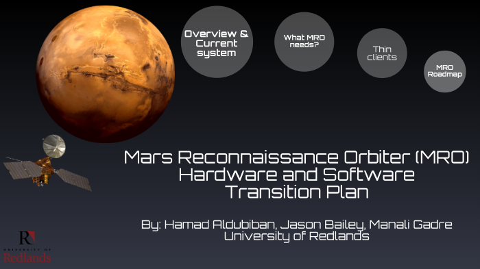 Mars Reconnaissance Orbiter (MRO) Hardware and Software Transition Plan ...