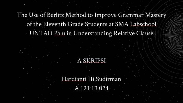 The Use of Berlitz Method to Improve Grammar Mastery of the by ...