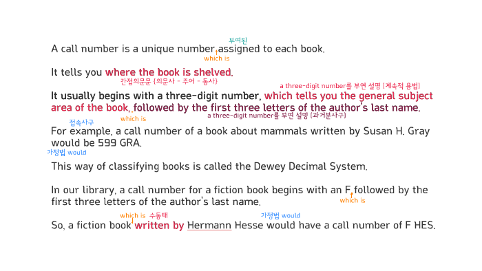 A call number is a unique number assigned to each book. It t by 학윤 김 on ...