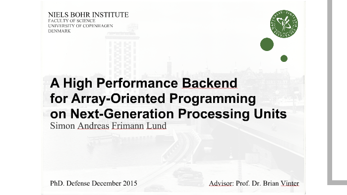 A High Performance Backend For Array Oriented Programming On Next