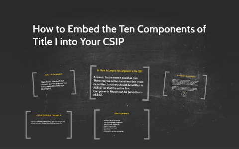How to Embed the Ten Components of Title I into Your CSIP by Tonya Driver