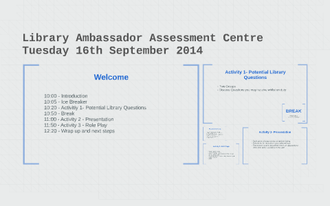 Library Ambassador Assessment Centre by Dan Flatt on Prezi