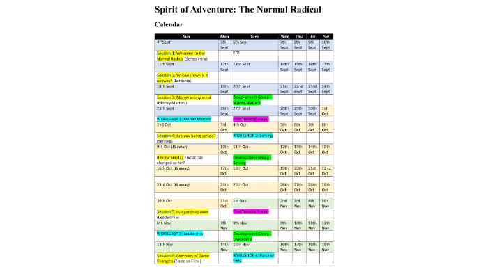 Spirit of Adventure Calendar by Jamie Singleton on Prezi