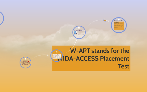 W-APT stands for the WIDA-ACCESS Placement Test by Cheryl Mays on Prezi