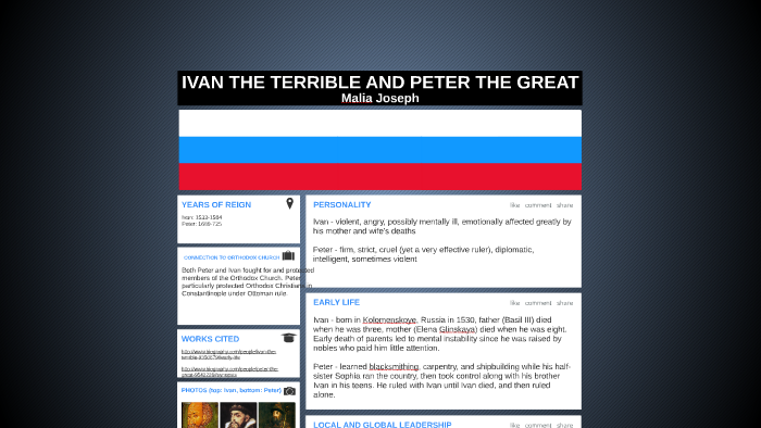 IVAN THE TERRIBLE AND PETER THE GREAT by Malia Joseph on Prezi