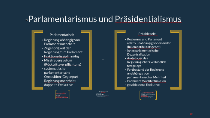 Parlamentarismus und Präsidentialismus by John Cunningham on Prezi