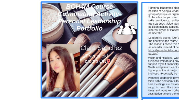 BOH4M Course Culminating Activity- Personal Leadership Portf by Clara ...