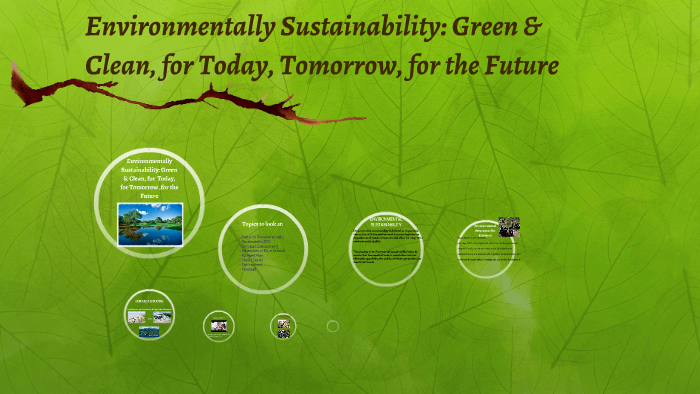 Environmentally Sustainability: Green & Clean, for Today, for the ...