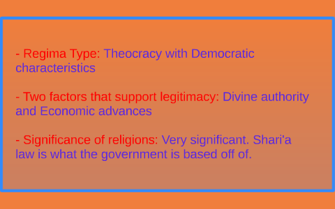 - regima type: theocracy with democratic characteristics by Meghan ...