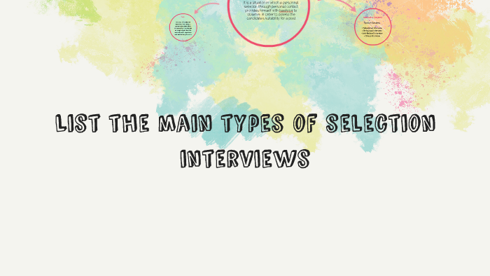 List the main types of selection interviews by Saoimoana Fagaima on Prezi