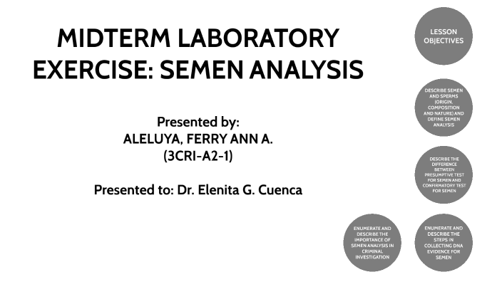 MIDTERM LABORATORY EXERCISE: SEMEN ANALYSIS by ferry ann aleluya on Prezi