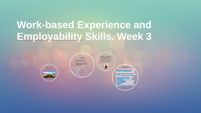 Work-based Experience and Employability Skills. Week 3 by Suzanne ...