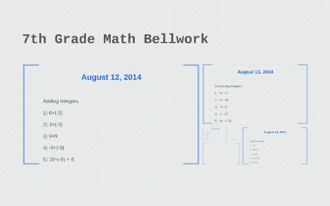 7th Grade Math Bellwork by Kendria Sutherlin on Prezi