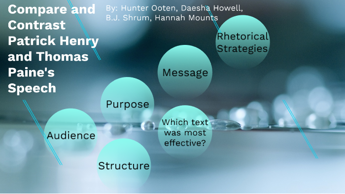 Compare and Contrast Patrick Henry and Thomas Paine's Speech by Hannah ...