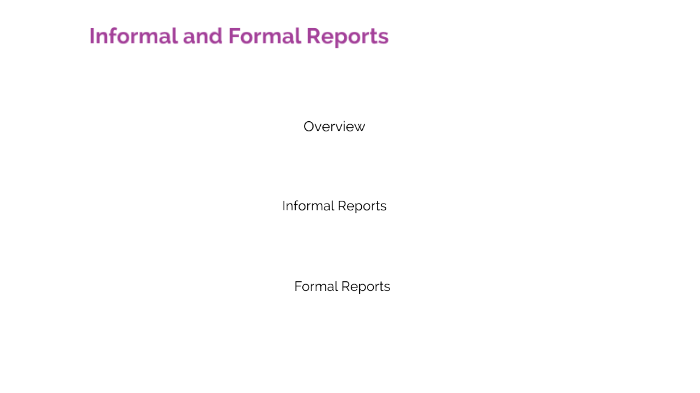 Informal and Formal Reports by Michelle Simms on Prezi