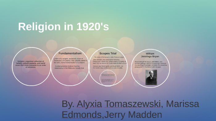 Religion in 1920's by Marissa Edmonds